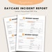Daycare Incident Report Printable Child Care Accident Report Printable ...