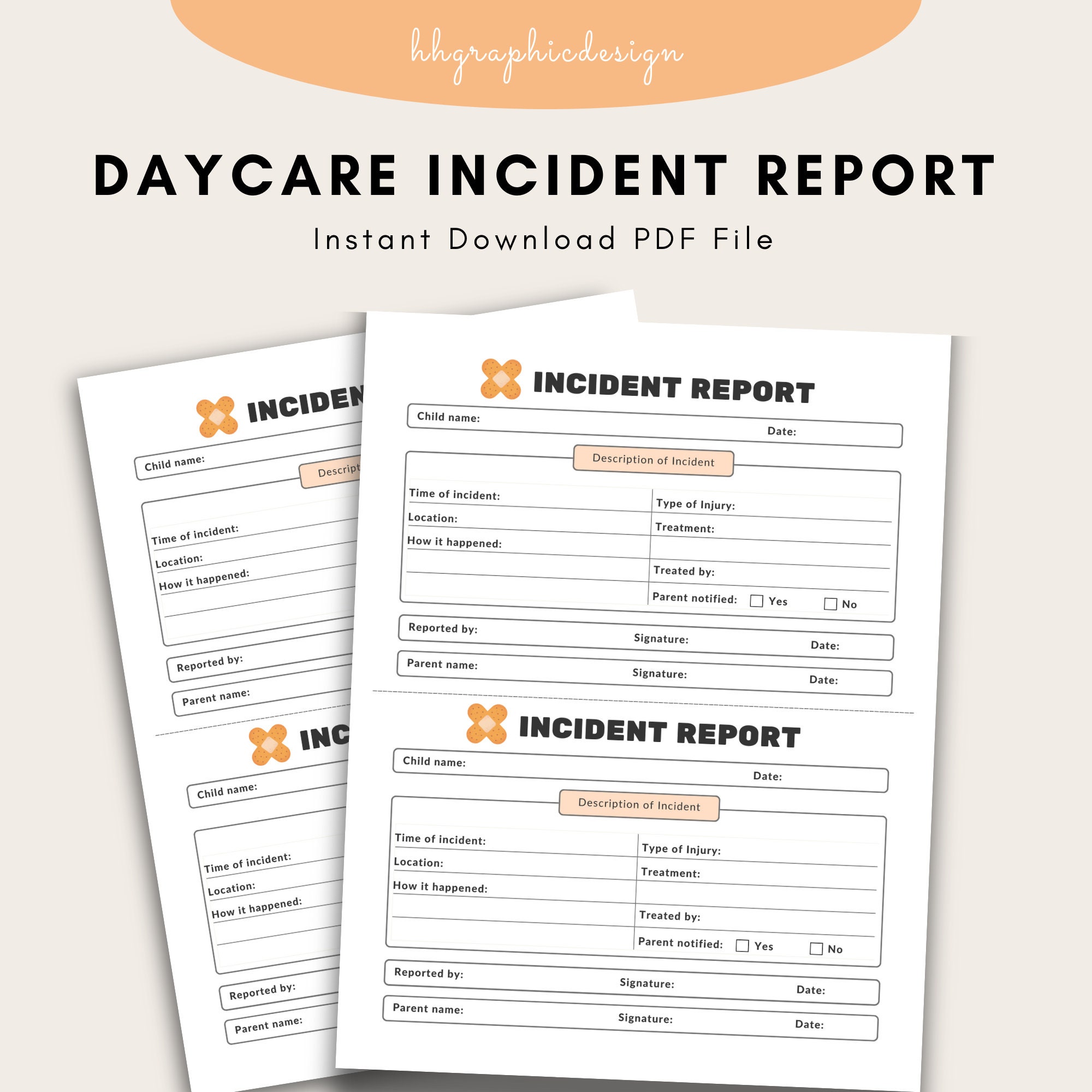 Daycare Incident Report Printable Child Care Accident Report Printable ...