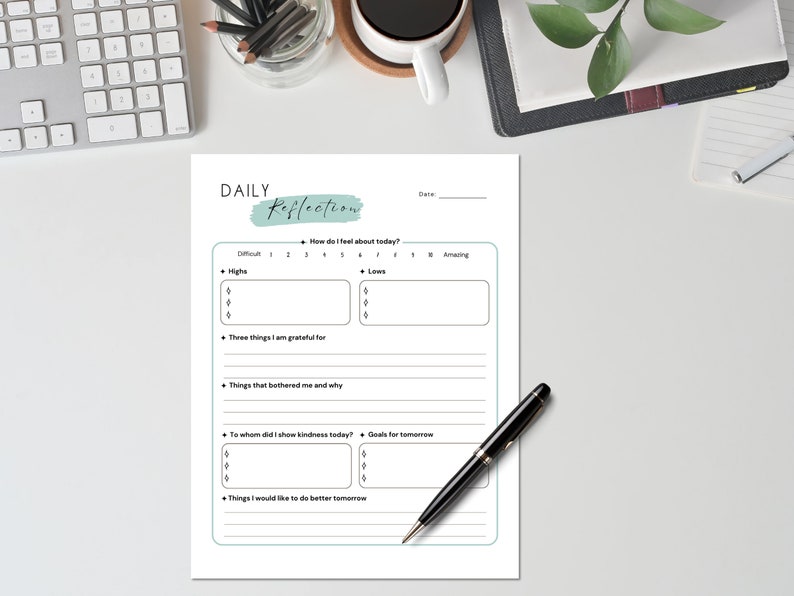 Daily Self-reflection Worksheet: Printable Journal Questions (PDF) - Etsy