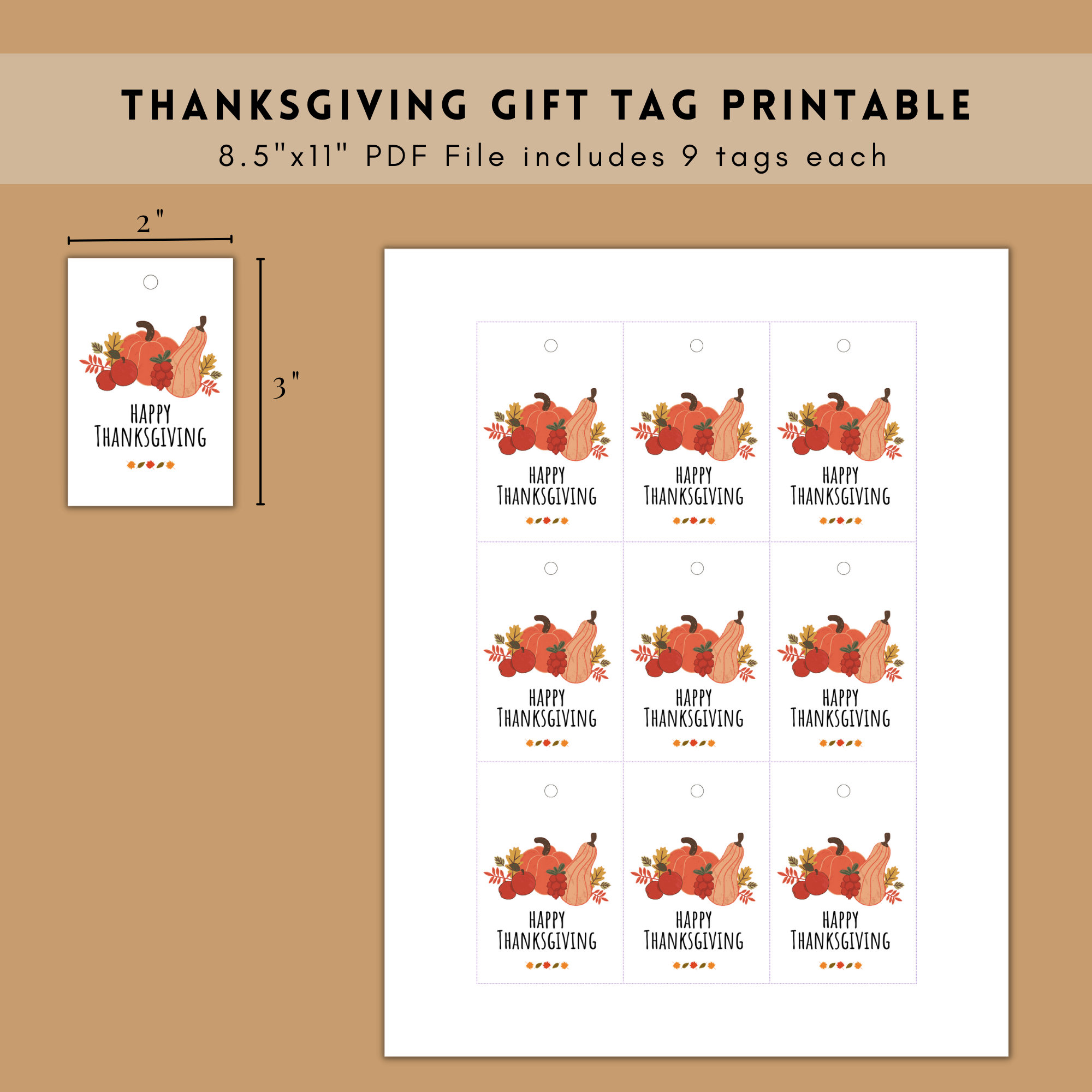 Happy Thanksgiving Gift Tag Printable DIY Thanksgiving Goodie - Etsy