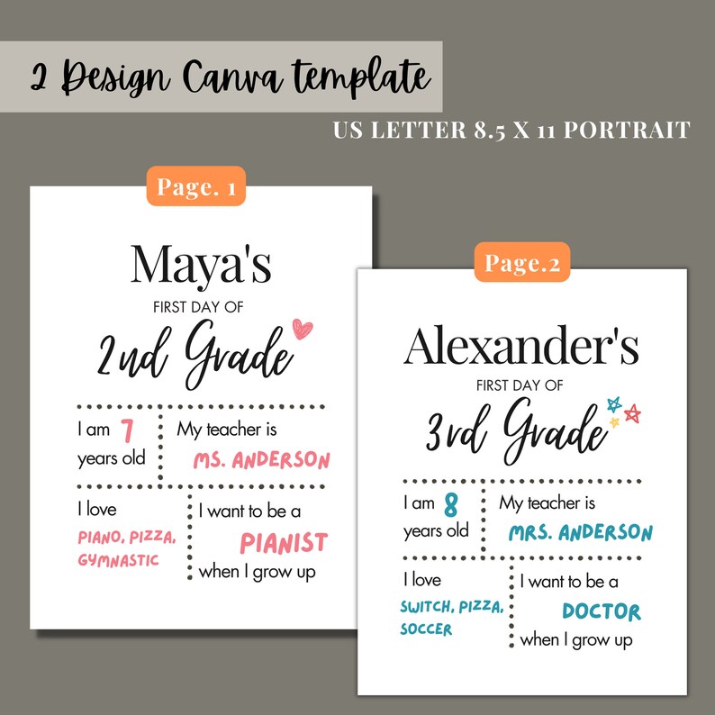 Back to School Sign Template Canva Editable First Day of School Sign ...