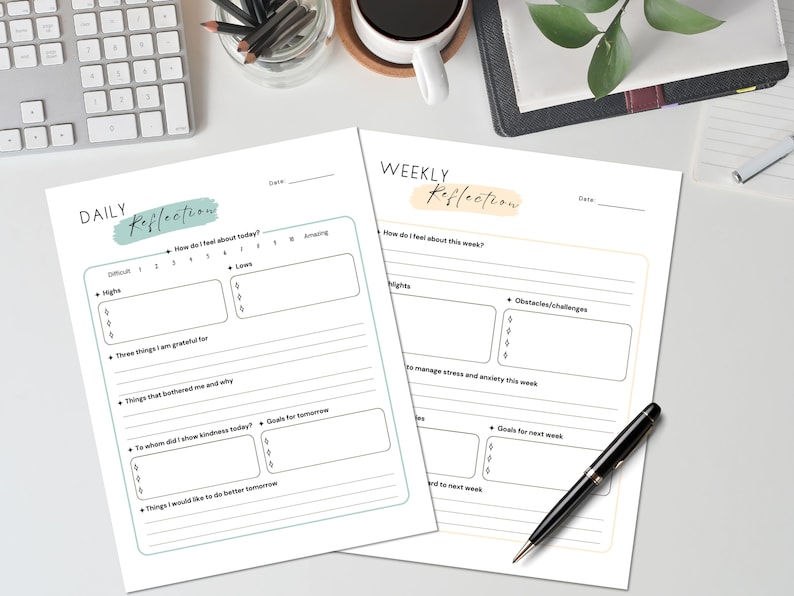 Self Reflection Worksheet Printable Daily Reflection Weekly Reflection ...