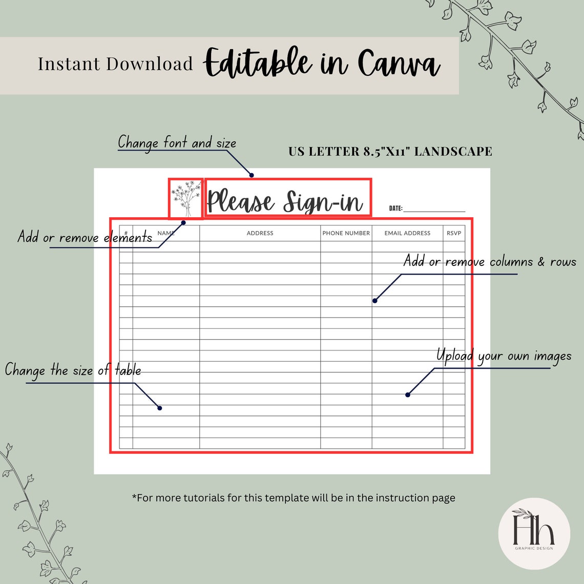 Editable Guest Sign-in Sheet Template: Event Visitor Log (canva) - Etsy