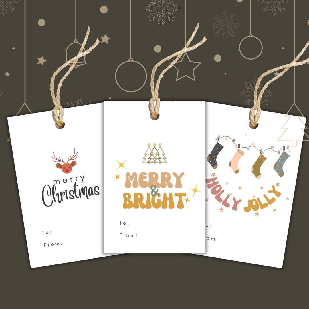 Christmas Gift Tag Bundle Printable DIY Christmas Goodie Bag Tag Boho ...
