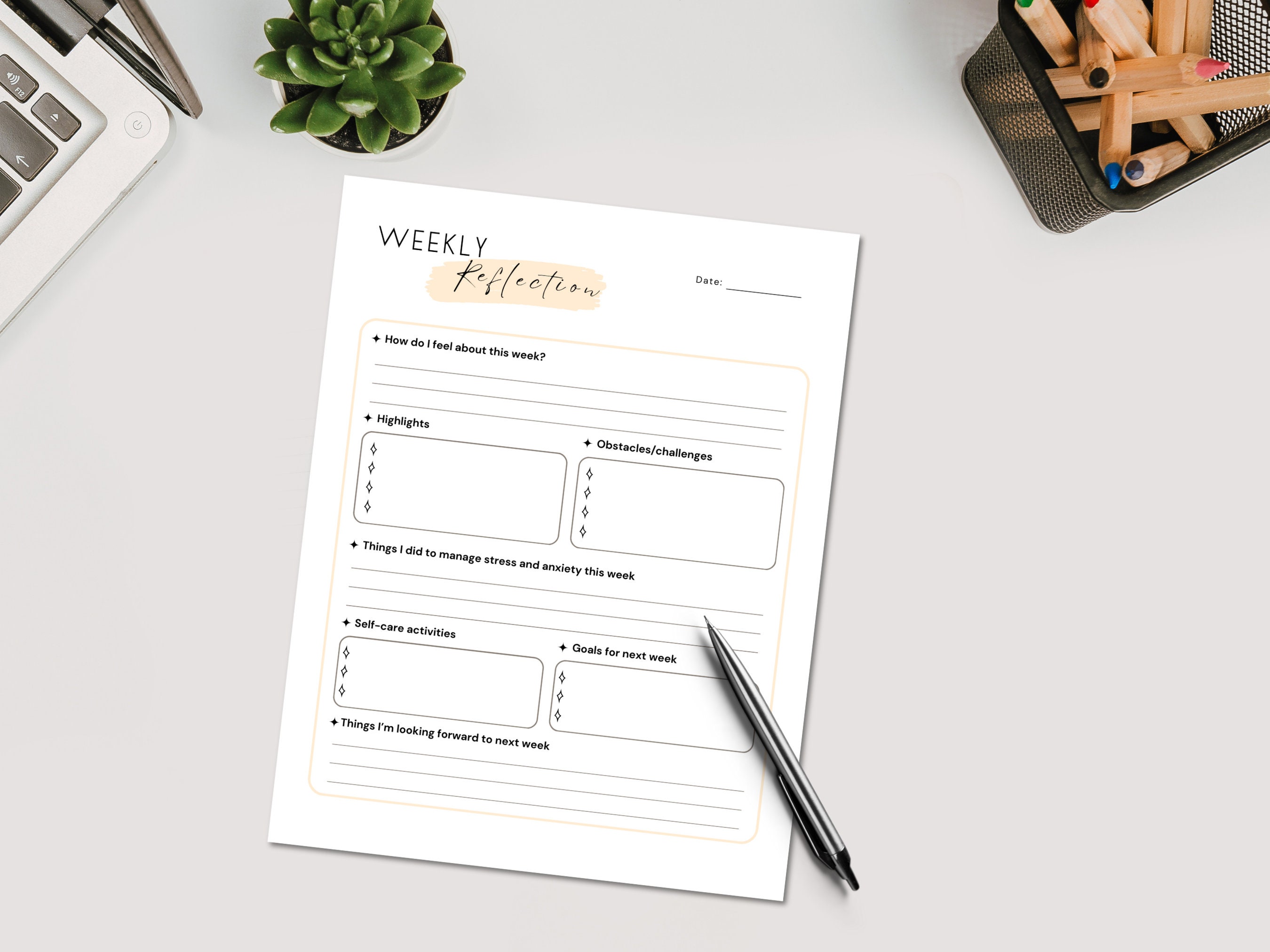Weekly Reflection Worksheet: Printable Journal Questions (PDF Download ...