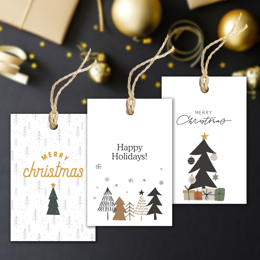 Christmas Gift Tag Bundle Printable DIY Christmas Goodie Bag Tag Modern ...