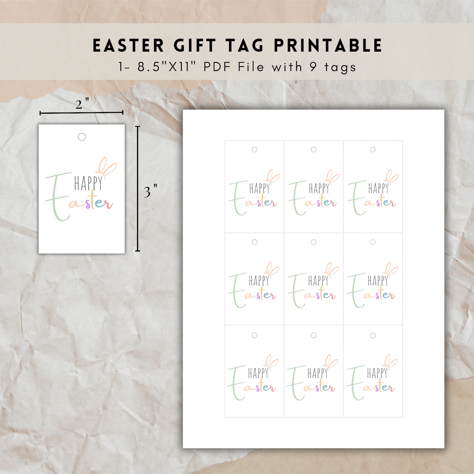 Happy Easter Gift Tag Printable Easter Gift Bag Tag for Church Sunday ...