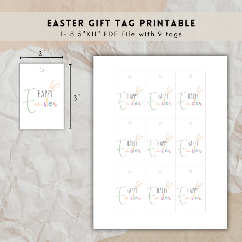 Happy Easter Gift Tag Printable Easter Gift Bag Tag for Church Sunday ...