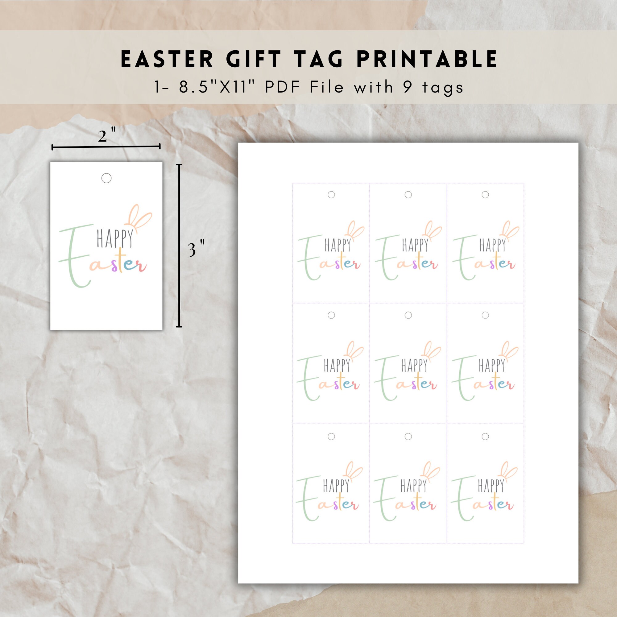 Happy Easter Gift Tag Printable Easter Gift Bag Tag for Church Sunday ...