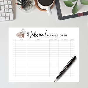 Editable Guest Sign-in Sheet Template: Canva Visitor Check-in (digital ...