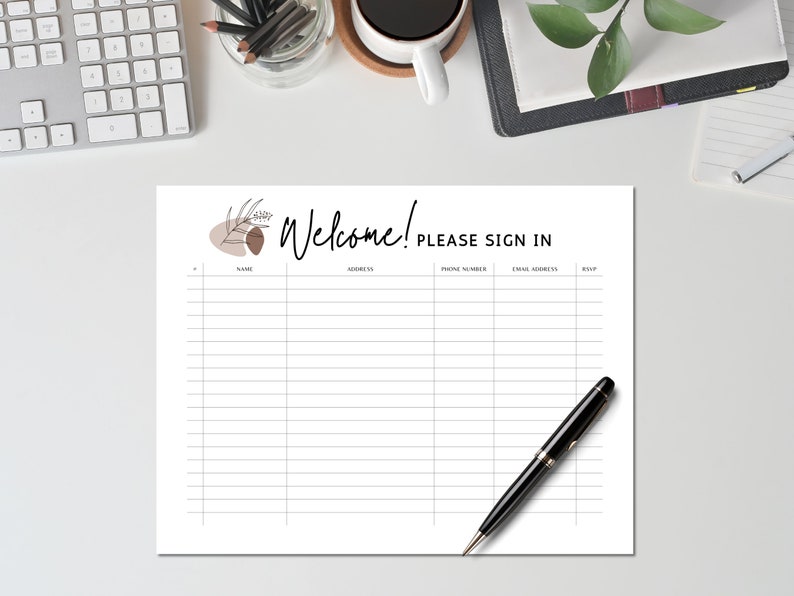 Editable Guest Sign-in Sheet Template: Canva Visitor Check-in (digital ...