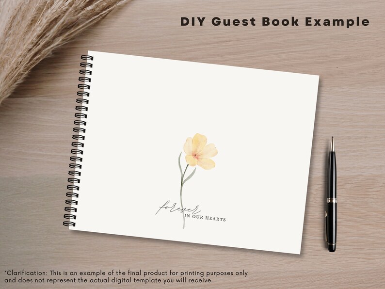 Funeral Guest Book Template DIY Funeral Sign in Book Editable Canva ...