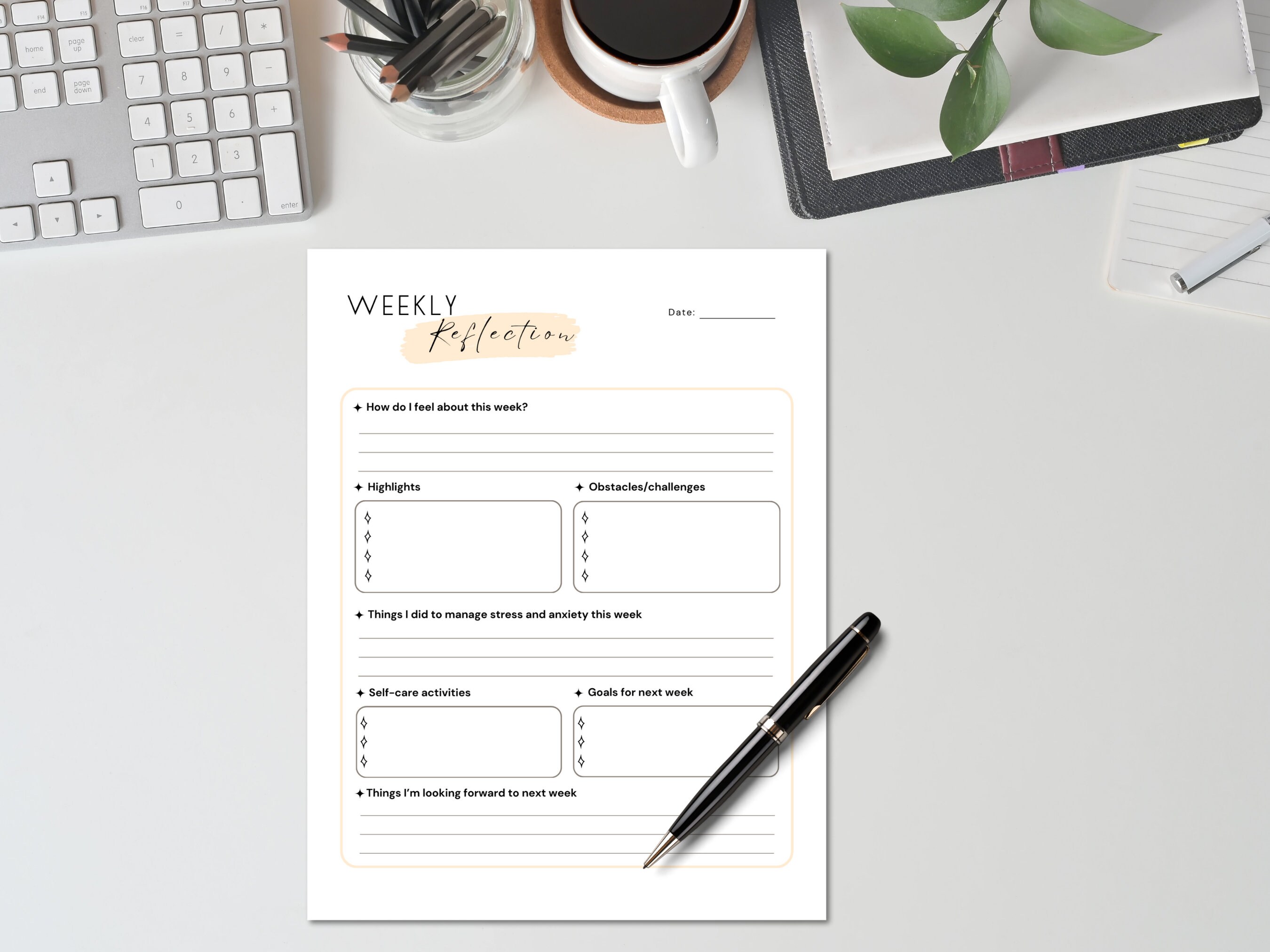 Weekly Reflection Worksheet Printable Weekly Journal Worksheet ...