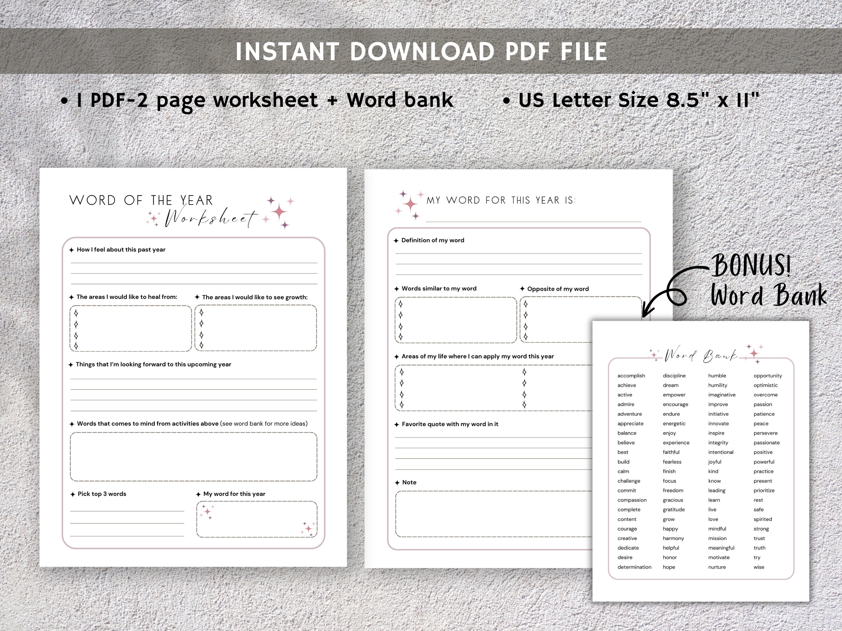 Word of the Year Worksheet Printable: Reflection & Resolution (PDF) - Etsy