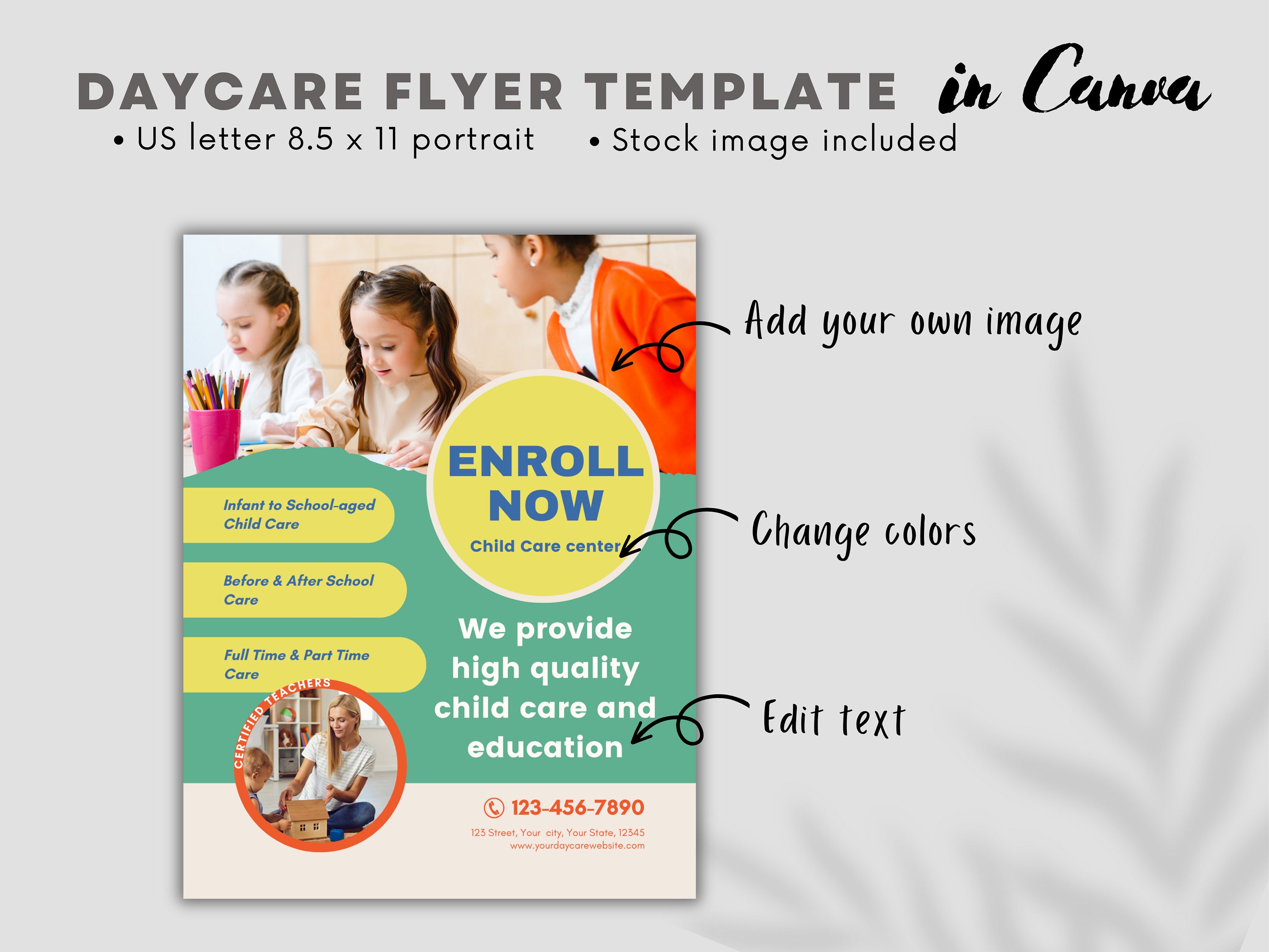 Daycare Marketing Flyer Template: Editable Child Care Design (canva, 8. ...