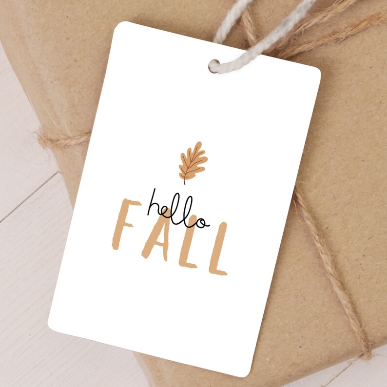 Hello Fall Gift Tag Printable Bundle Fall Leaf Theme Gift Tag Digital ...
