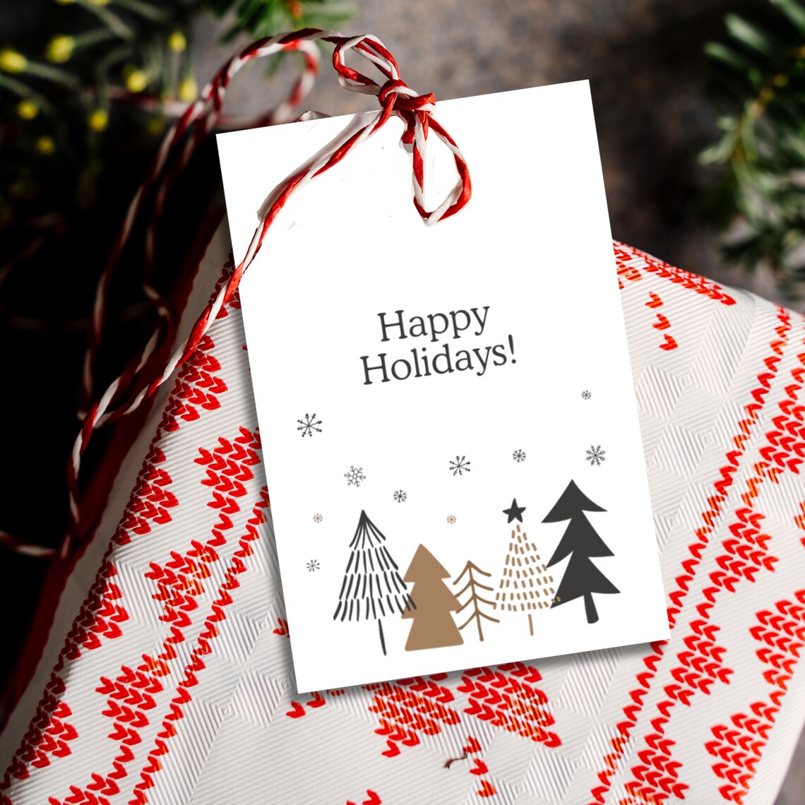Holiday Gift Tag Printable Instant Download DIY Christmas Goodie Bag ...