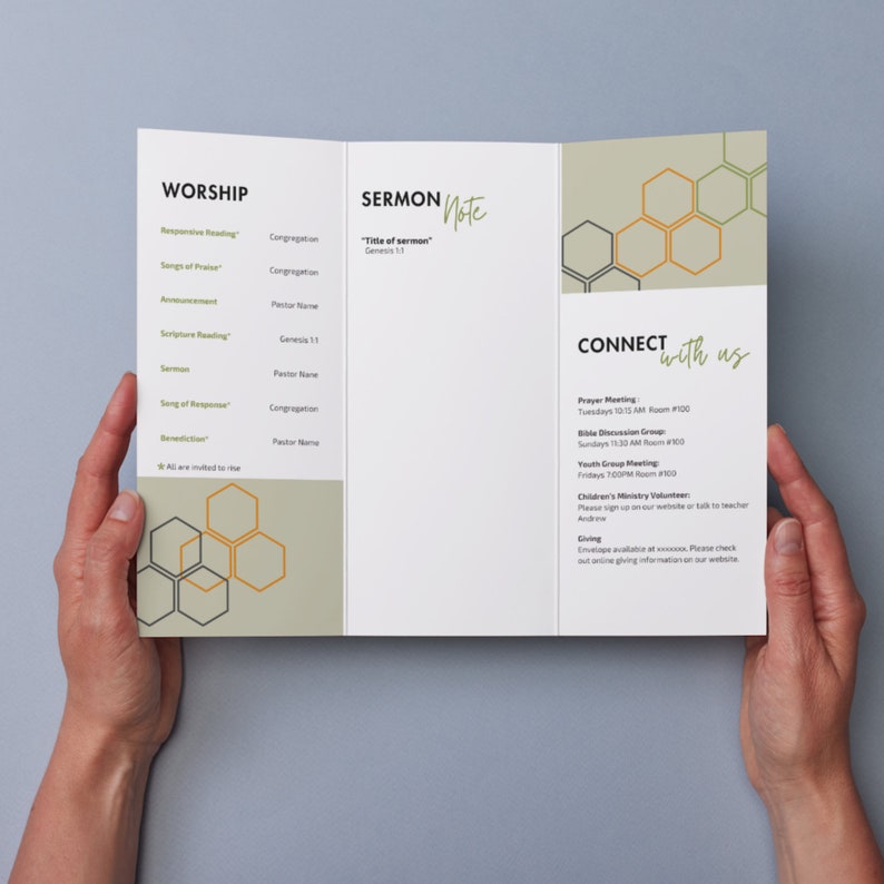 Church Trifold Bulletin Template: Modern Canva Design (digital Download ...