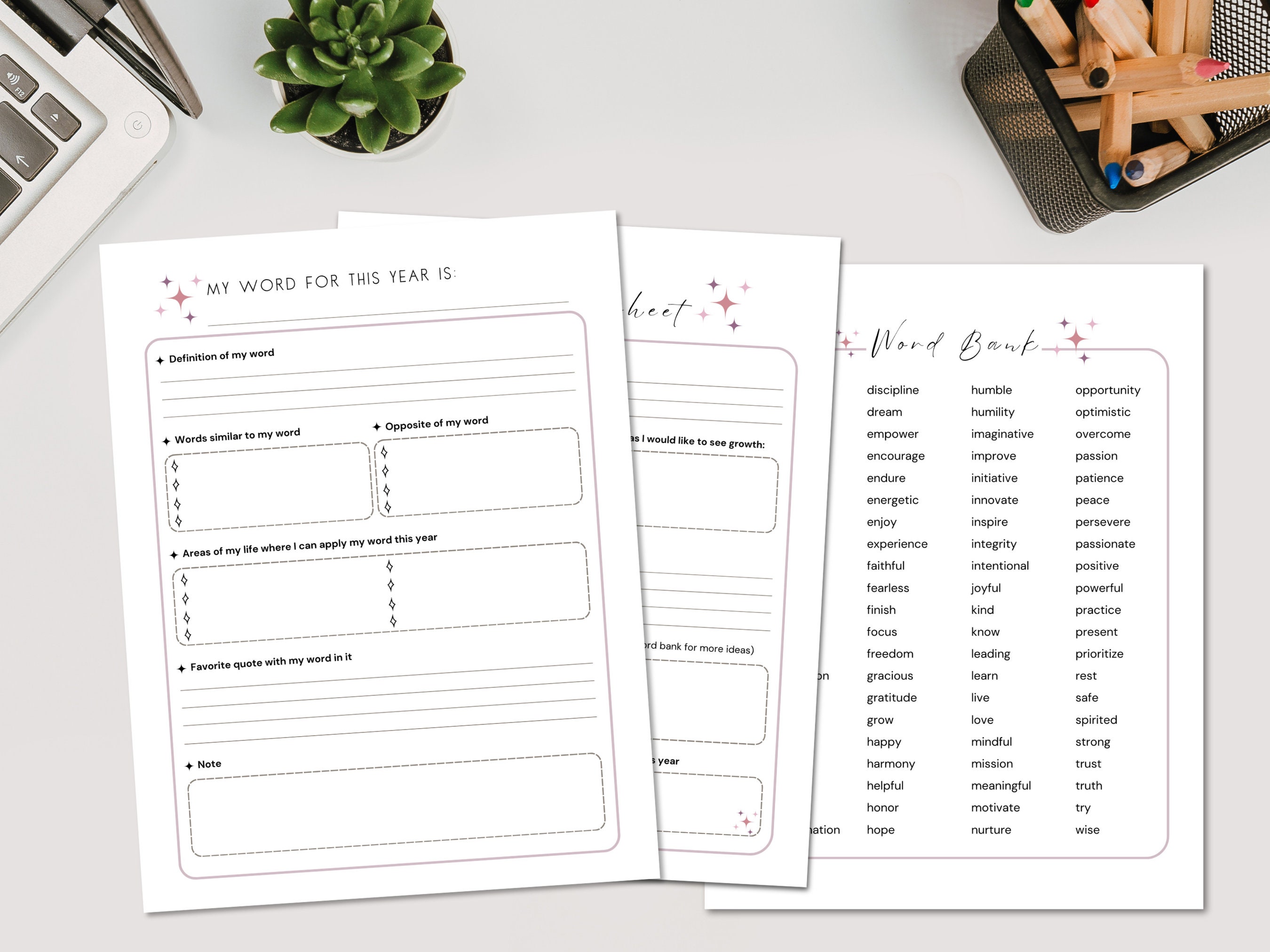 Word of the Year Worksheet Printable: Reflection & Resolution (PDF) - Etsy