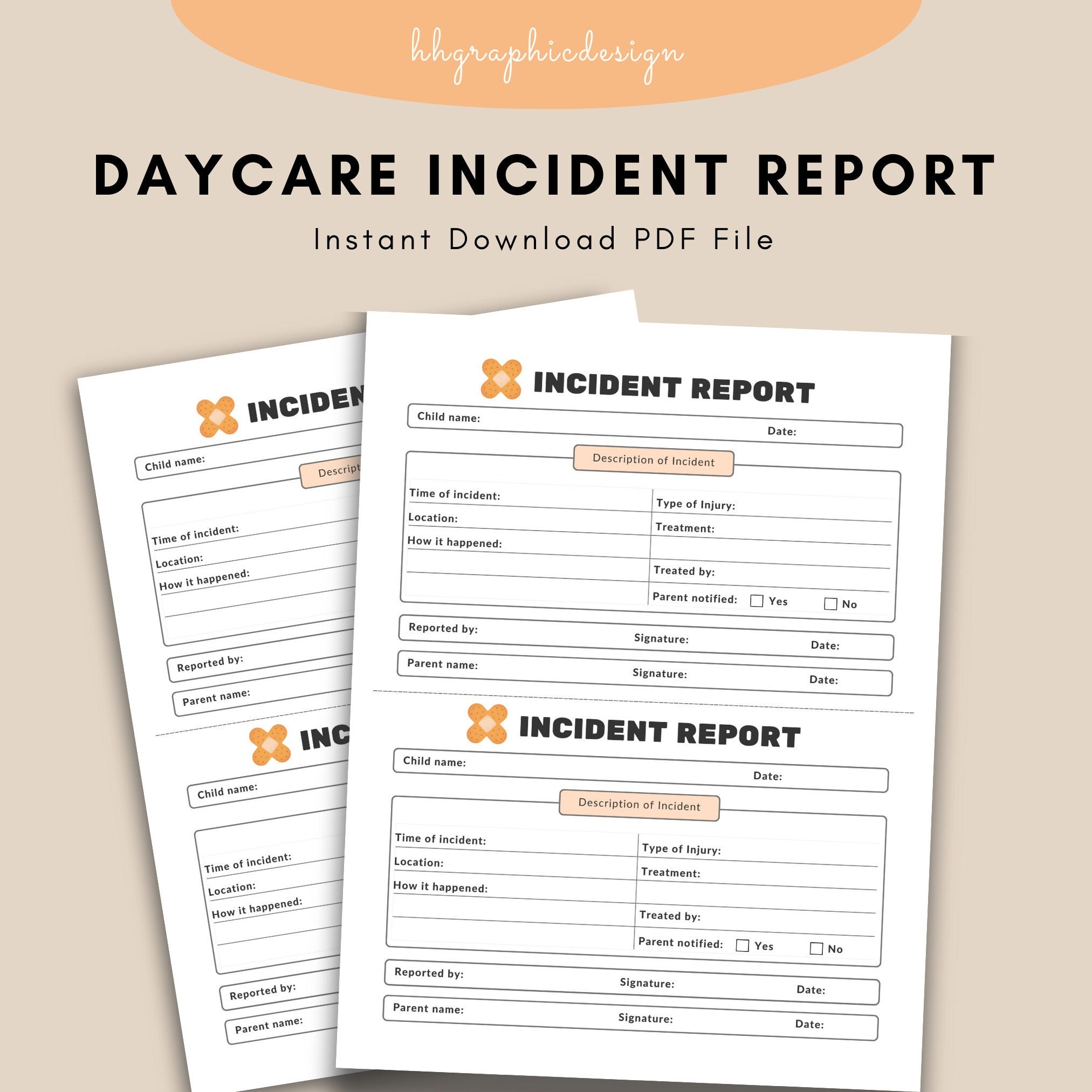 Daycare Incident Report Printable: Child Care Accident Form (PDF ...