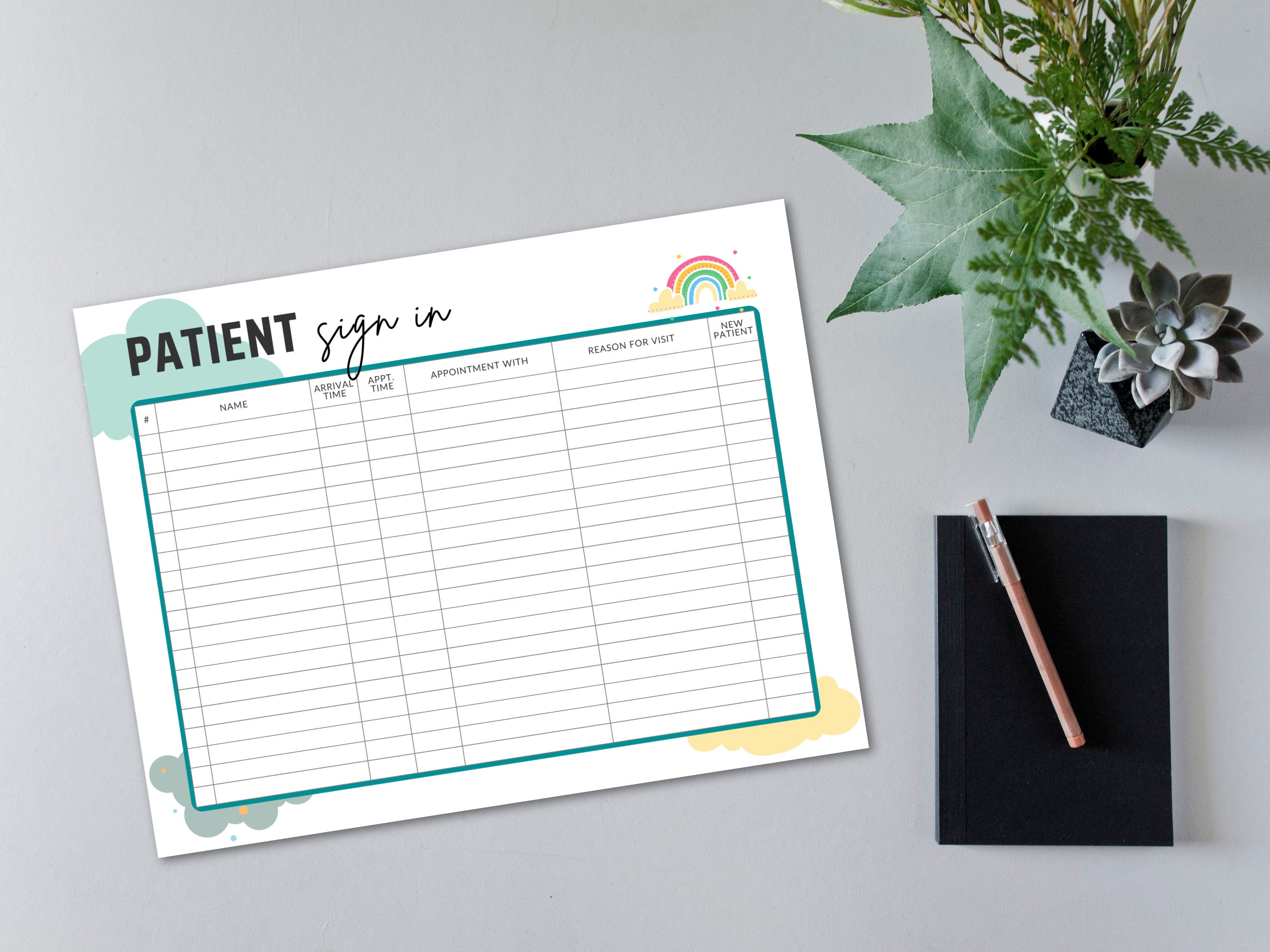 Patient Sign in Sheet Editable Template Canva Template for Pediatric ...