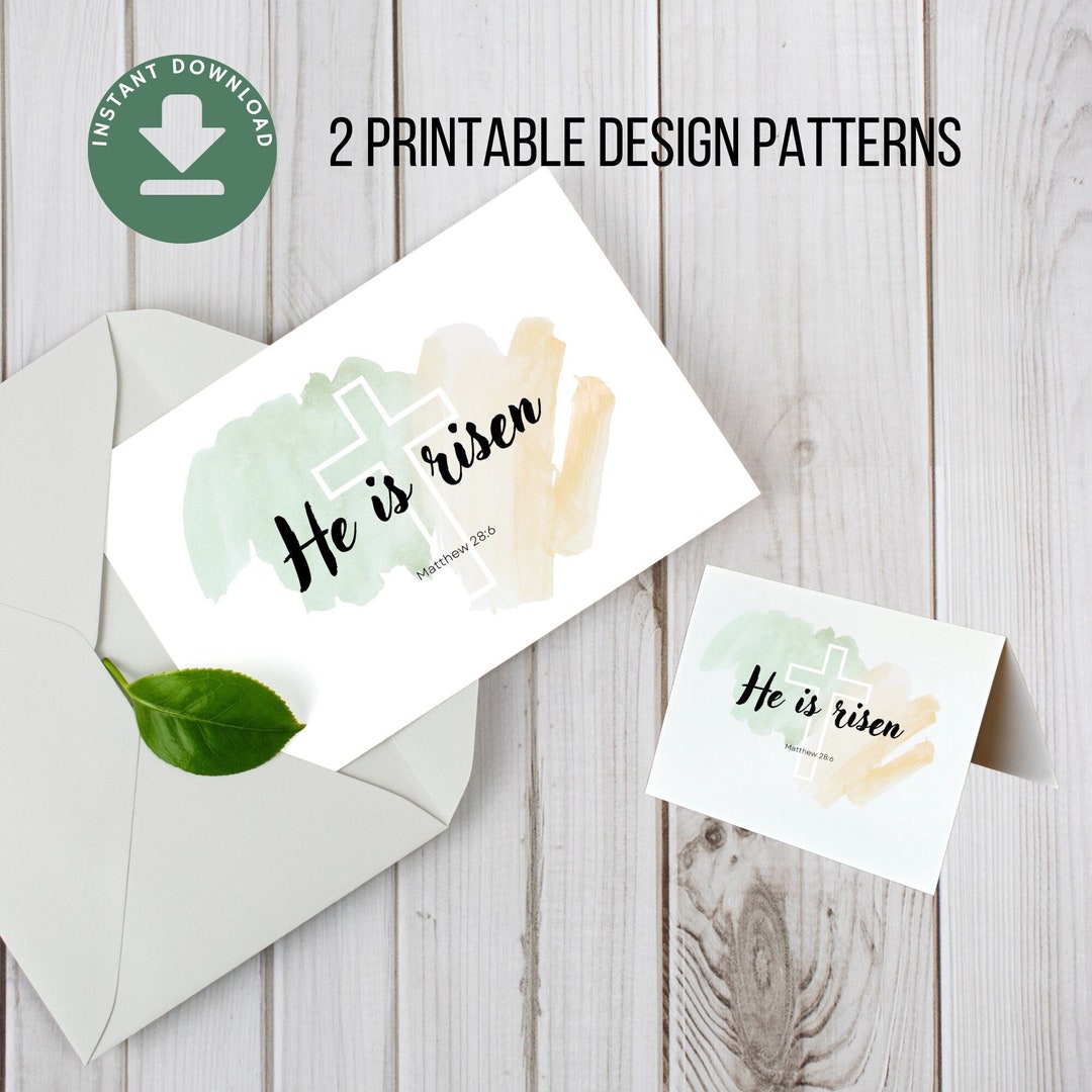 He is Risen Easter Card Printable Religious Easter Card for Church Sunday School DIY Printable ...