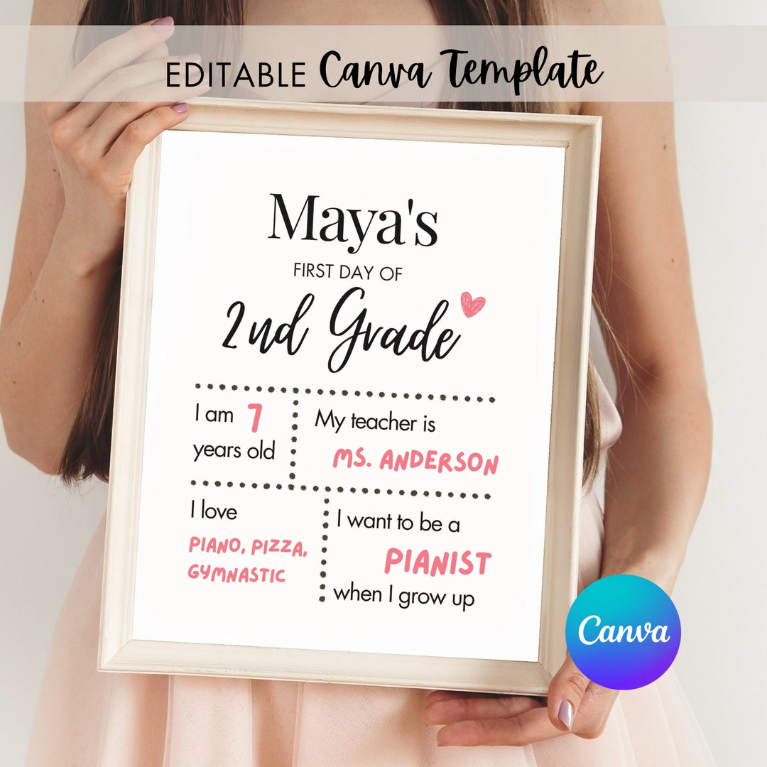 Back to School Sign Template Canva Editable First Day of - Etsy