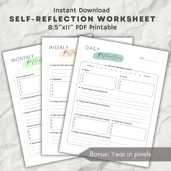 Self Reflection Worksheet - Etsy