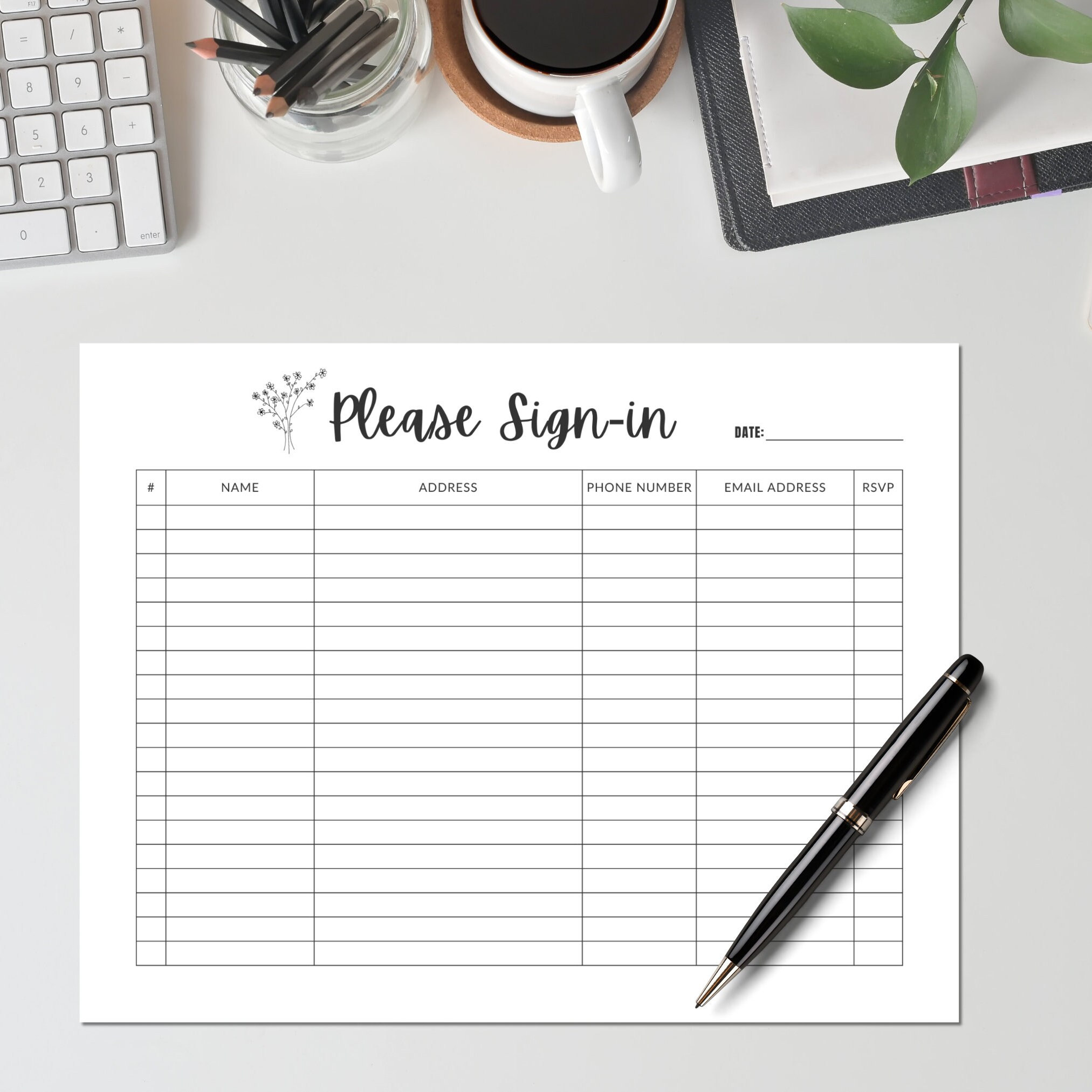 Editable Guest Sign-in Sheet Template: Canva Visitor Sign-in (digital ...