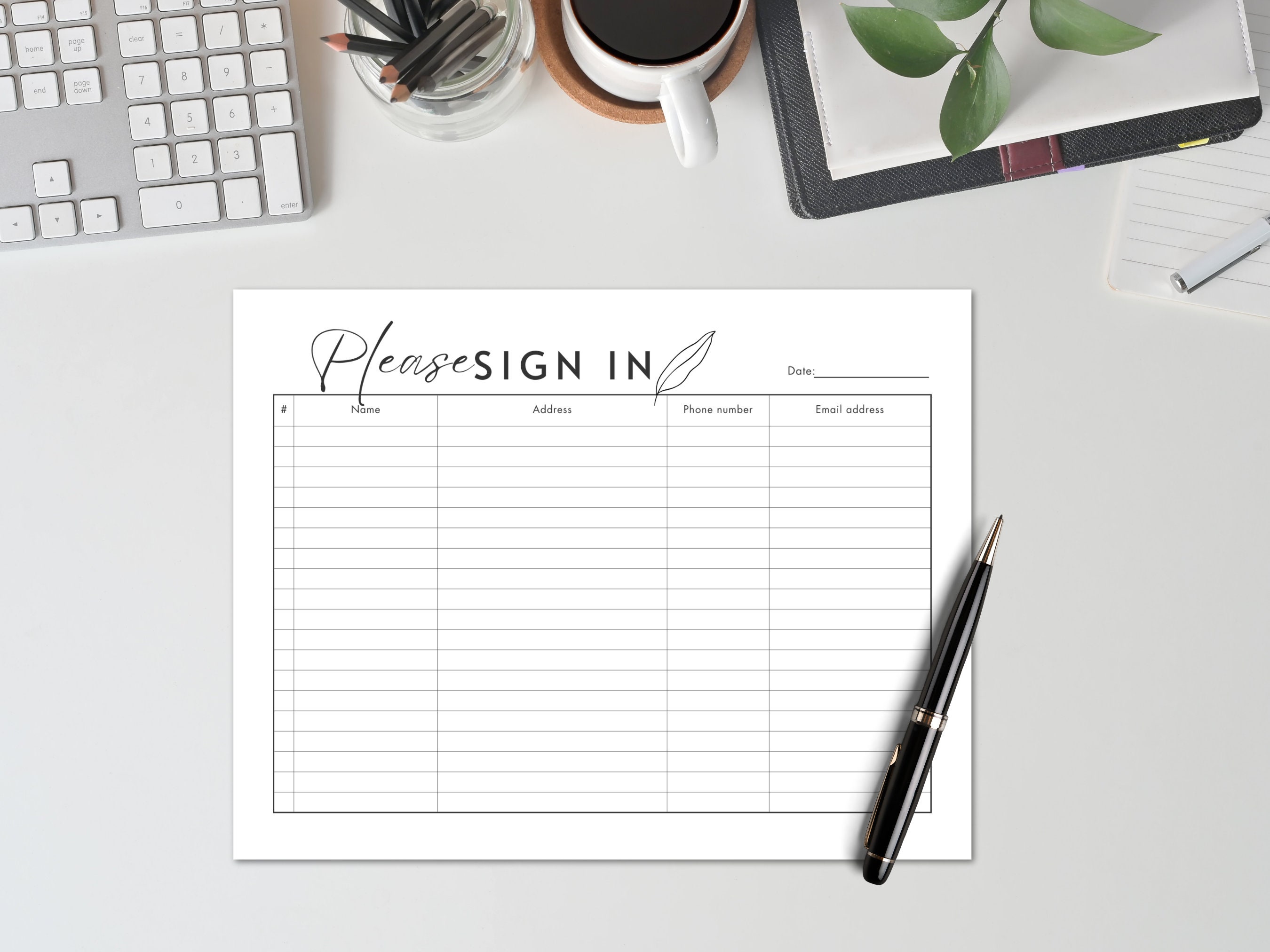 Visitor Sign in Sheet Template Canva Office Visitor Check in Sheet ...