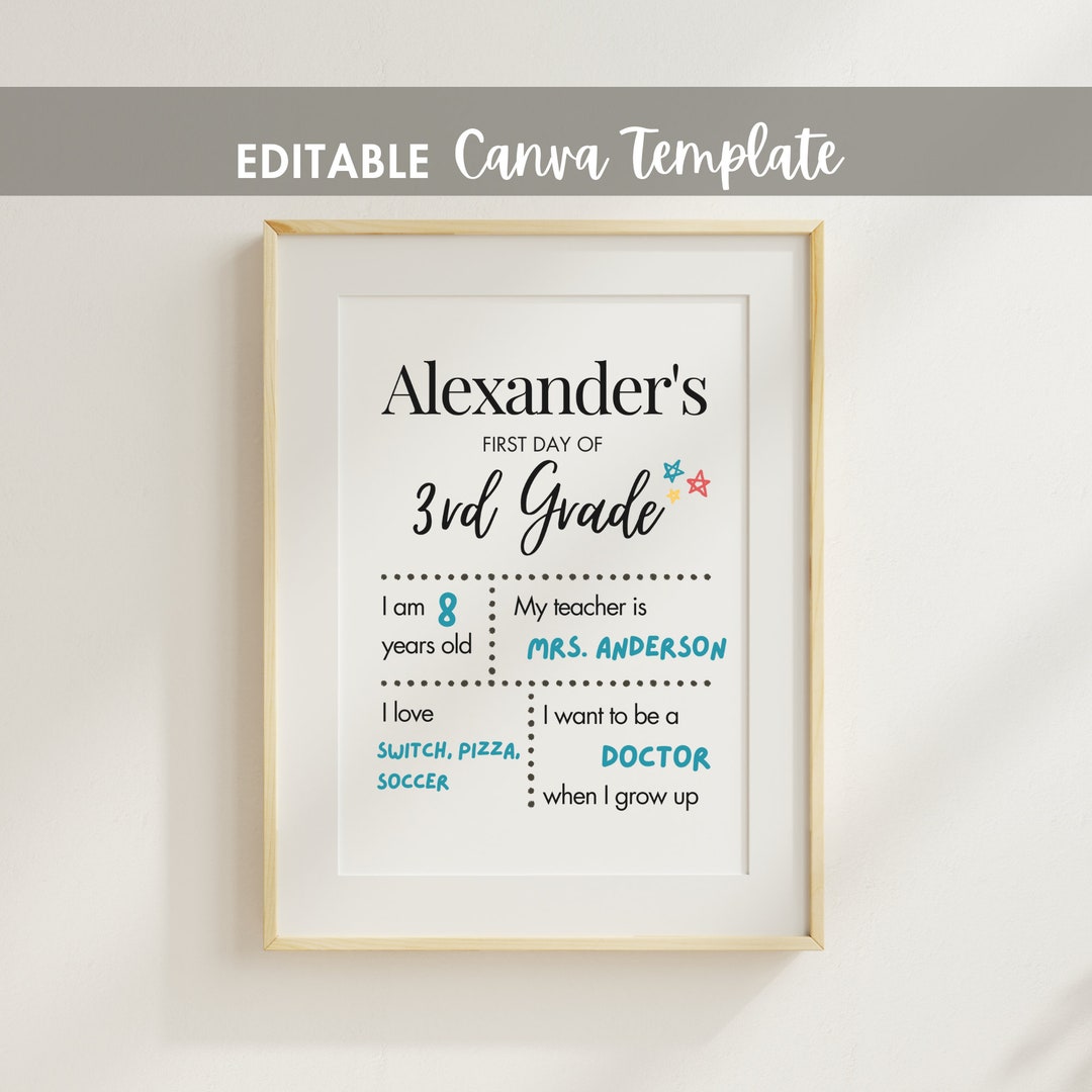 Back to School Sign Template Canva Editable First Day of School Sign ...