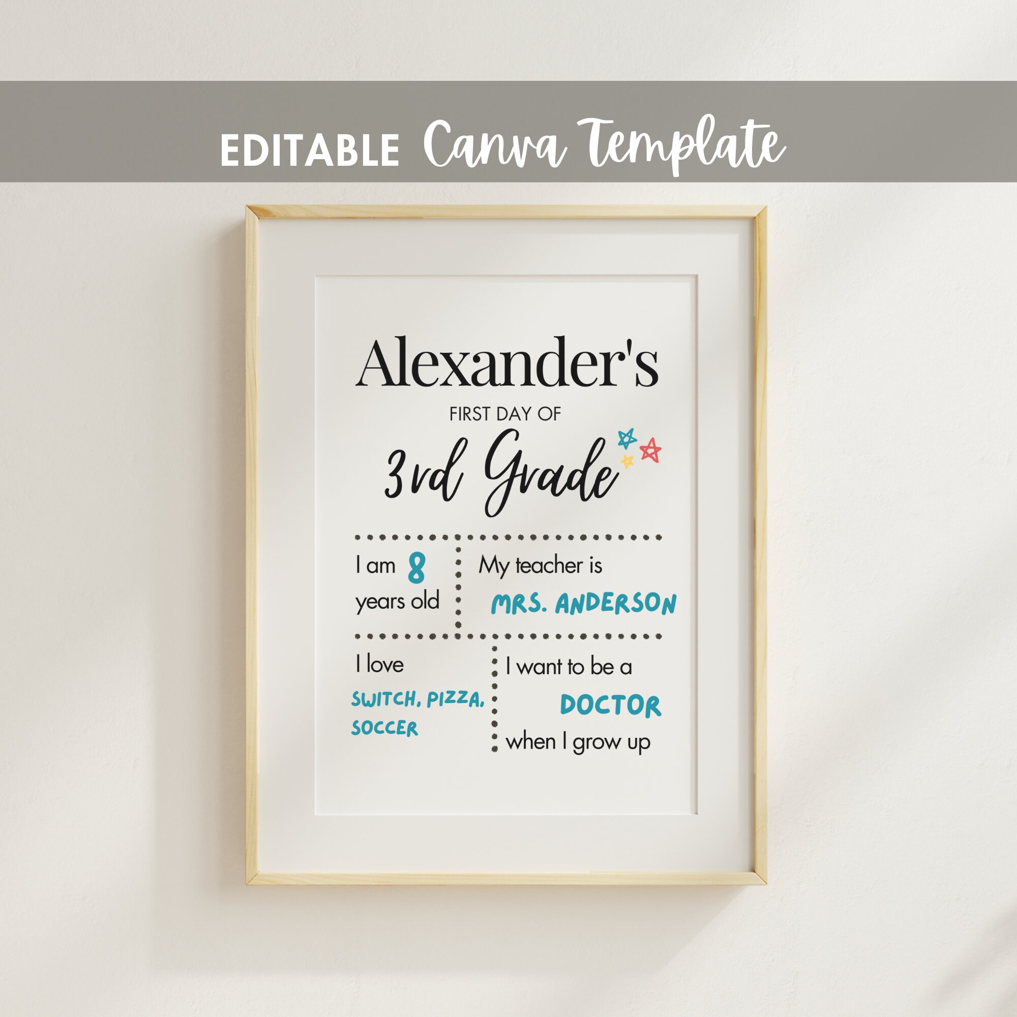 Back to School Sign Template Canva Editable First Day of School Sign ...