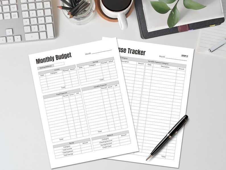 Budget Planner Printable Worksheet Bundle Monthly Budget Expense ...