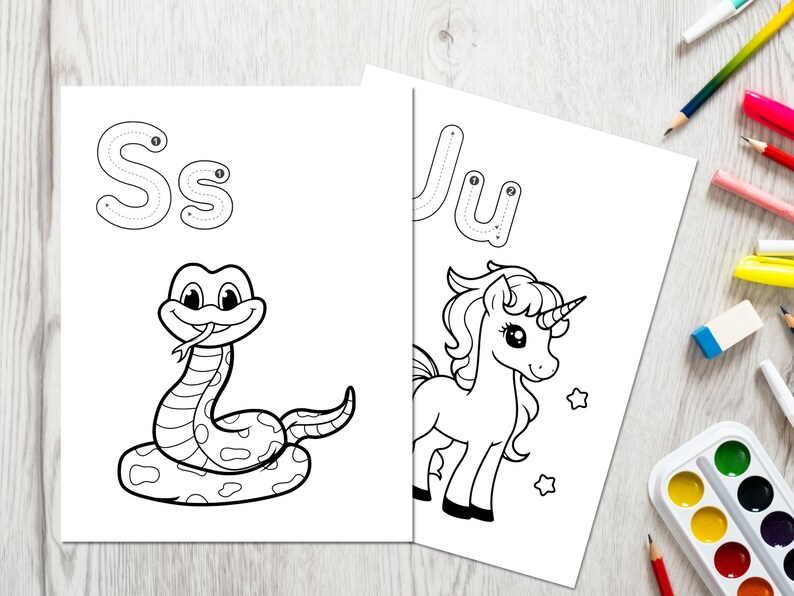 Alphabet Coloring Page Printable Bundle 26 Page Alphabet Tracing ...