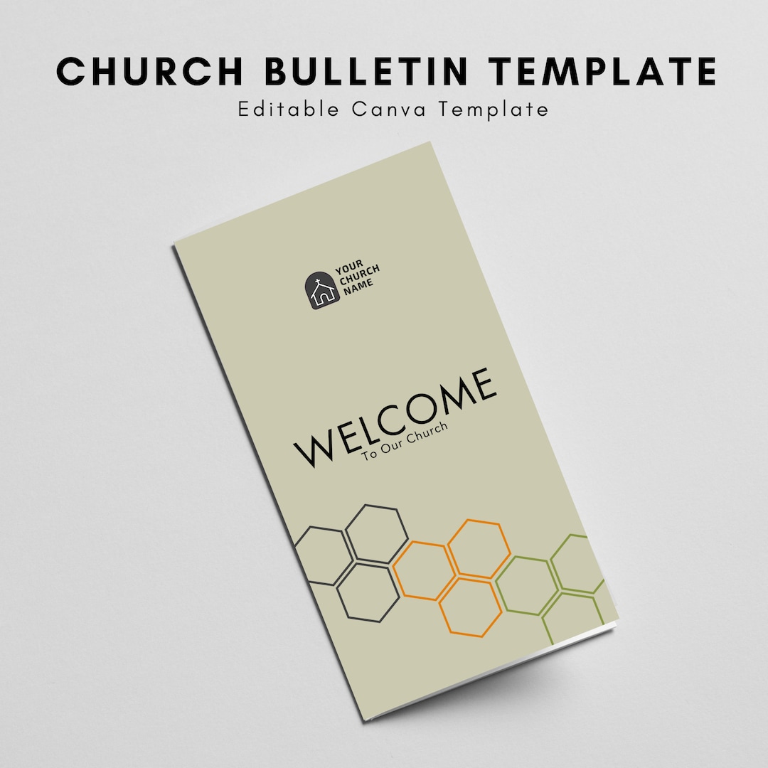 Church Trifold Bulletin Template Canva Editable Church Pamphlet ...