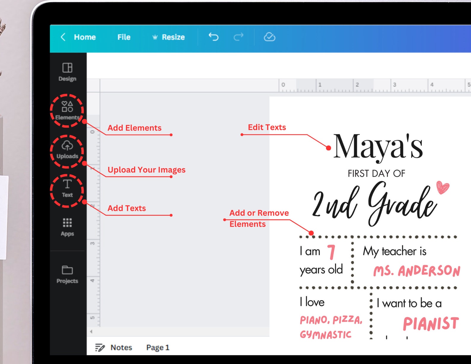 Back to School Sign Template Canva Editable First Day of School Sign ...
