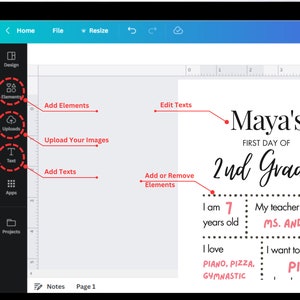 Back to School Sign Template Canva Editable First Day of School Sign ...