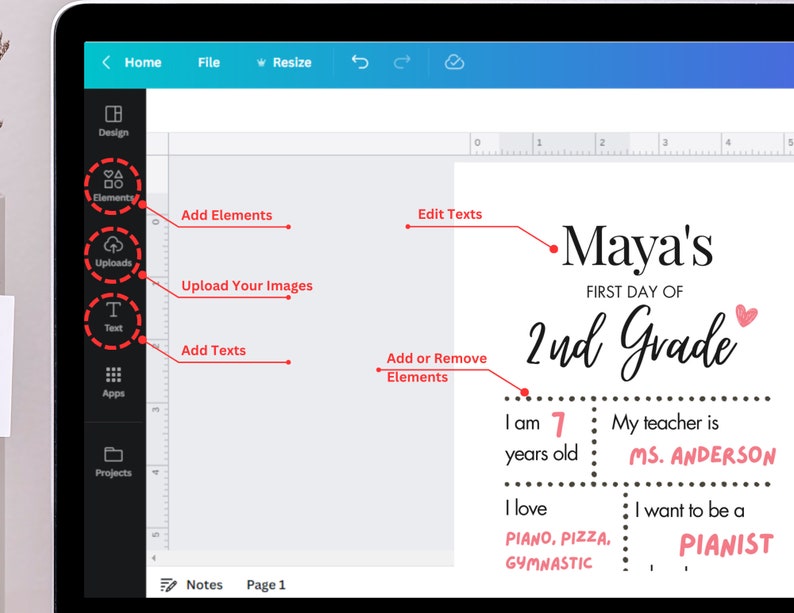 Back to School Sign Template Canva Editable First Day of School Sign ...