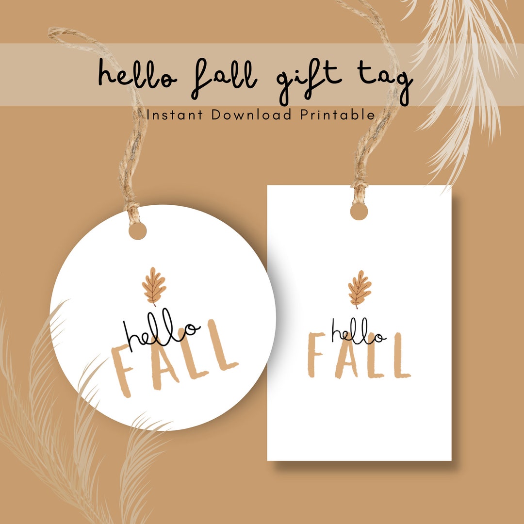 Modern Hello Fall Gift Tag Printable Bundle Fall Leaf Theme Gift Tag ...