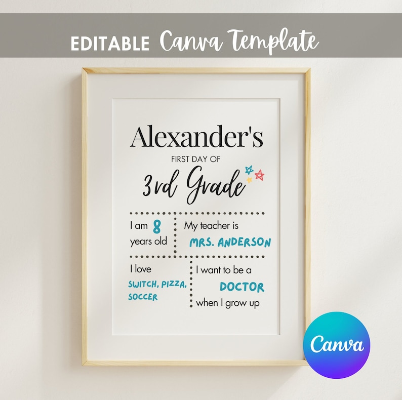Back to School Sign Template Canva Editable First Day of - Etsy