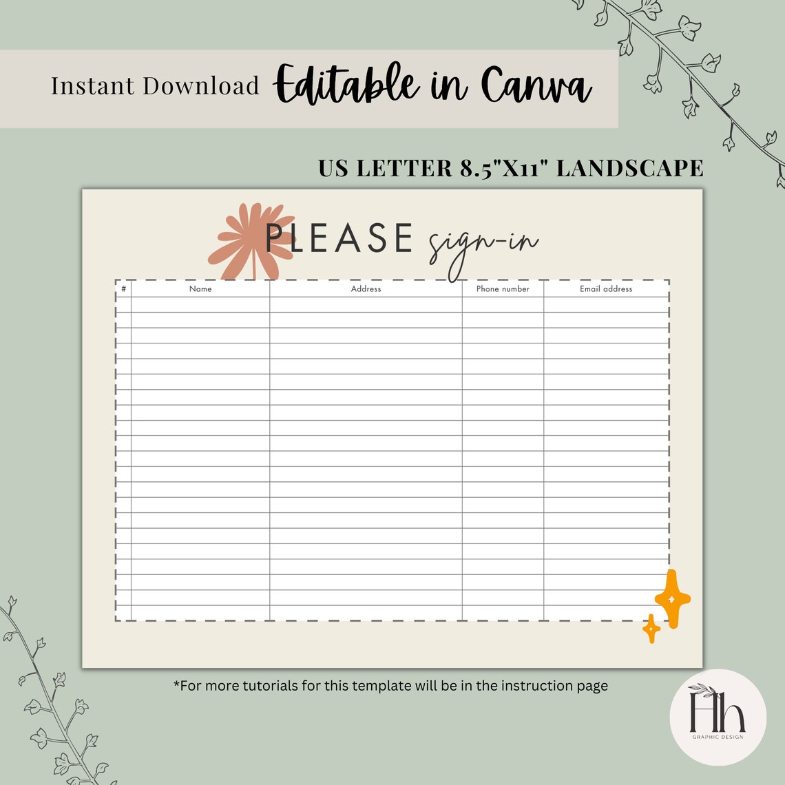 Please Sign-in Sheet Template in Canva Guest Sign in Sheet - Etsy