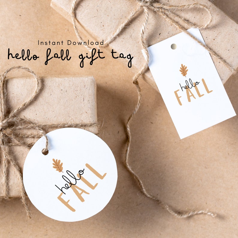 Hello Fall Gift Tag Printable Bundle Fall Leaf Theme Gift Tag Digital ...