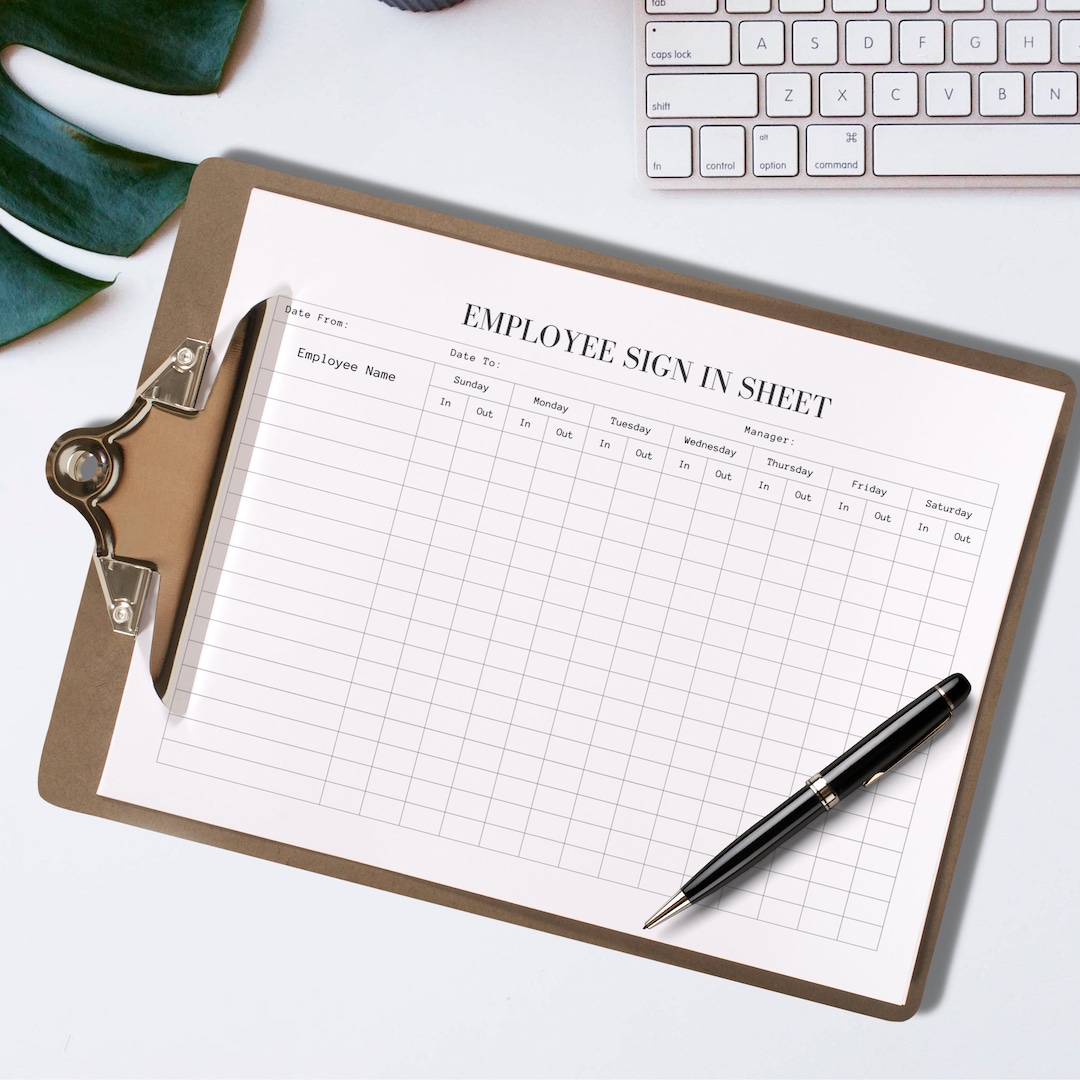 Employee Sign in Sheet: Weekly Time Tracker (PDF Download) - Etsy