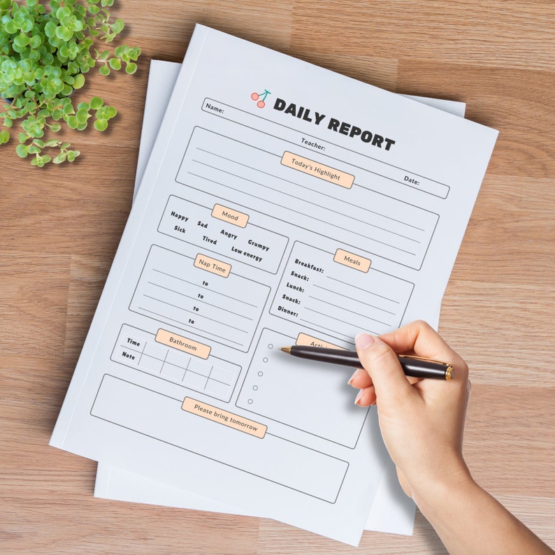 Daycare Daily Report Printable Child Care Daily Report Home Care Report ...