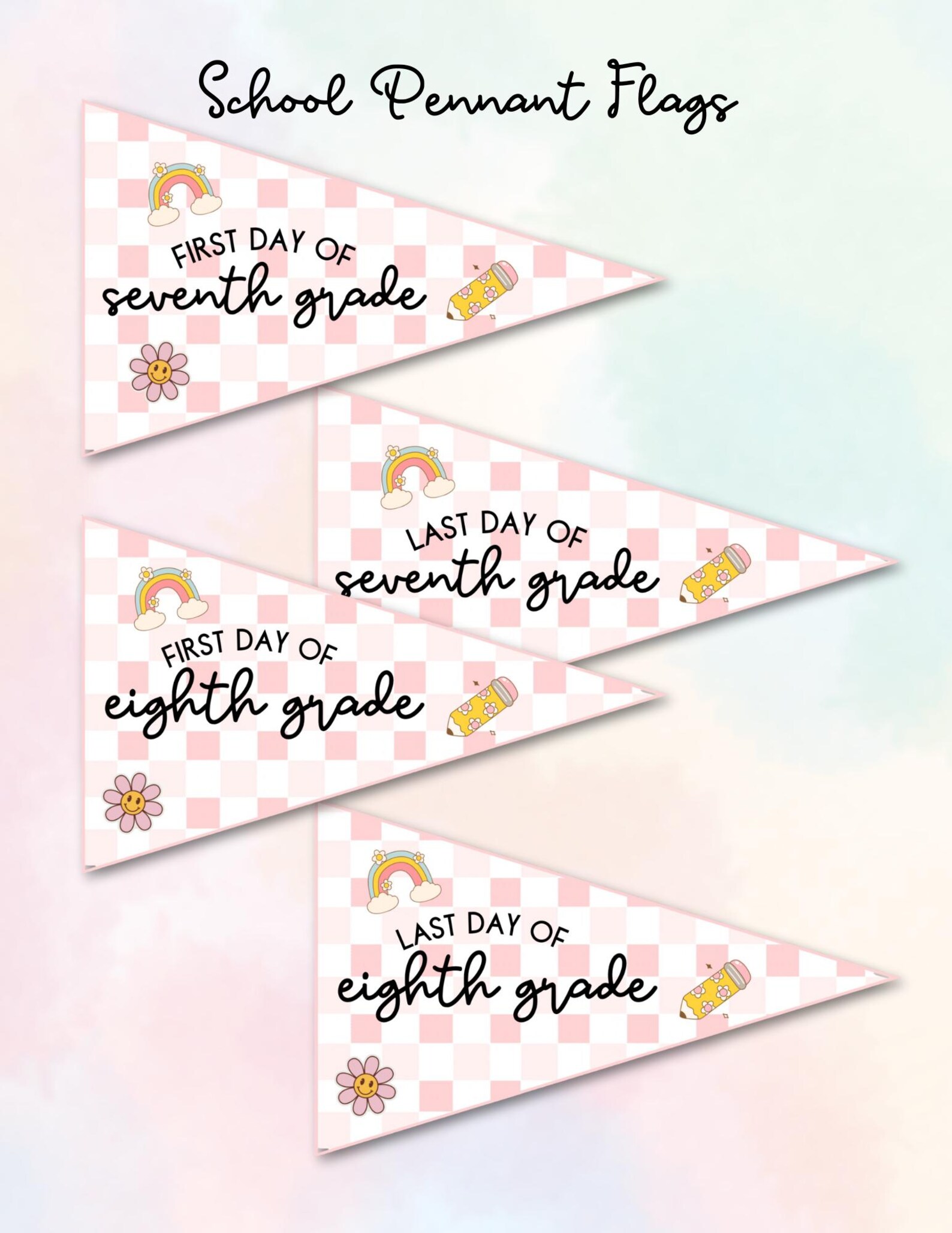 Back-to-school Pennant Flags L First Day of School Photo Prop L Grade ...