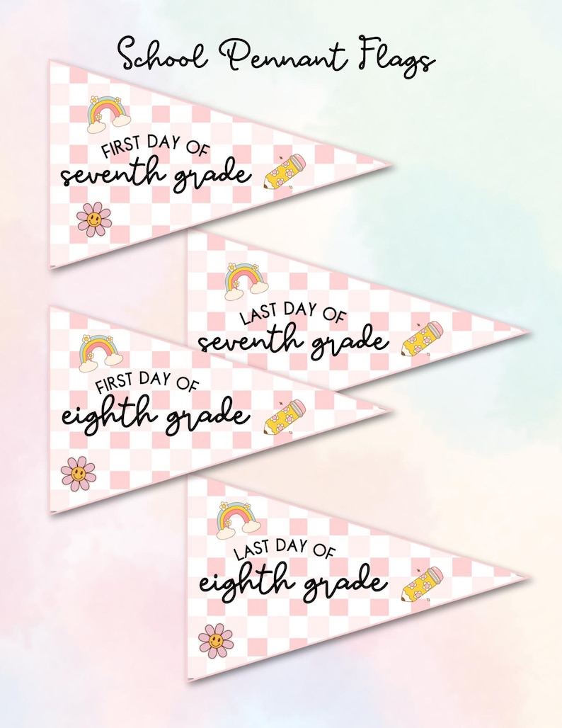 Back-to-school Pennant Flags L First Day of School Photo Prop L Grade ...