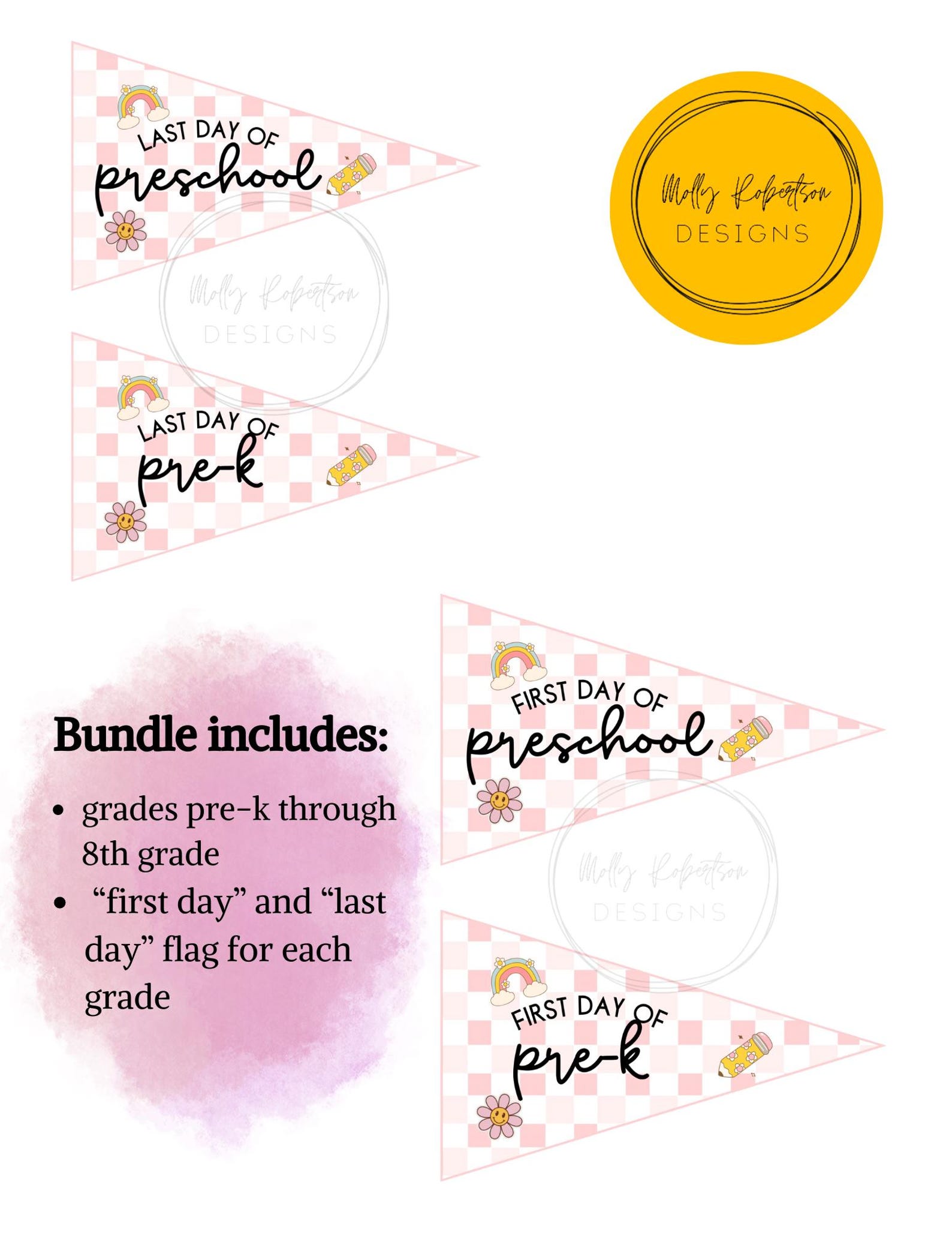 Back-to-school Pennant Flags L First Day of School Photo Prop L Grade ...