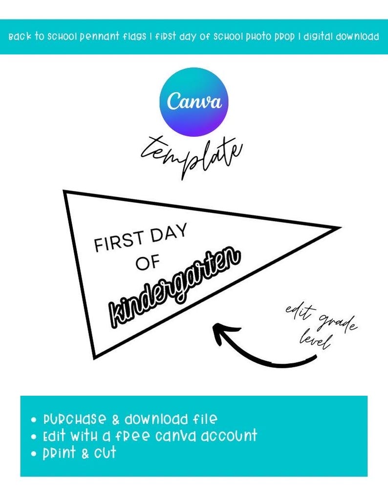Editable Back to School Pennant Flag Canva Template L Customizable ...