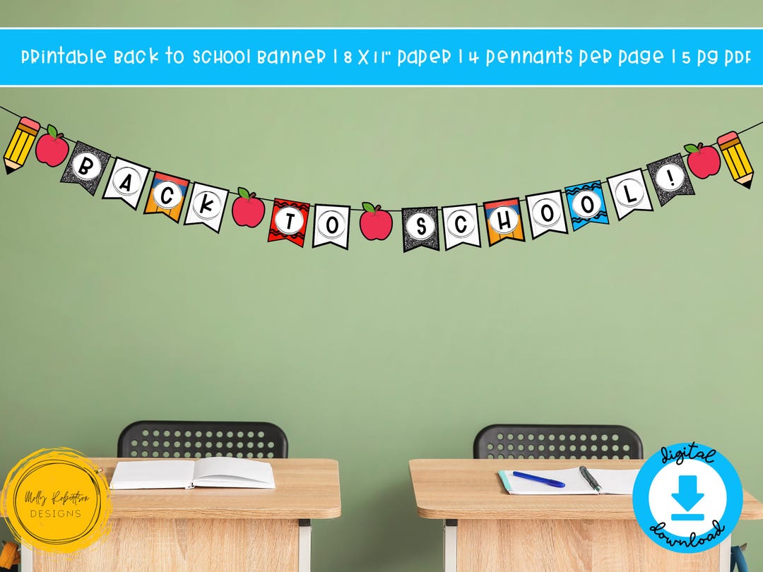 Back to School Pennant Banner L Printable Classroom Decoration L First ...