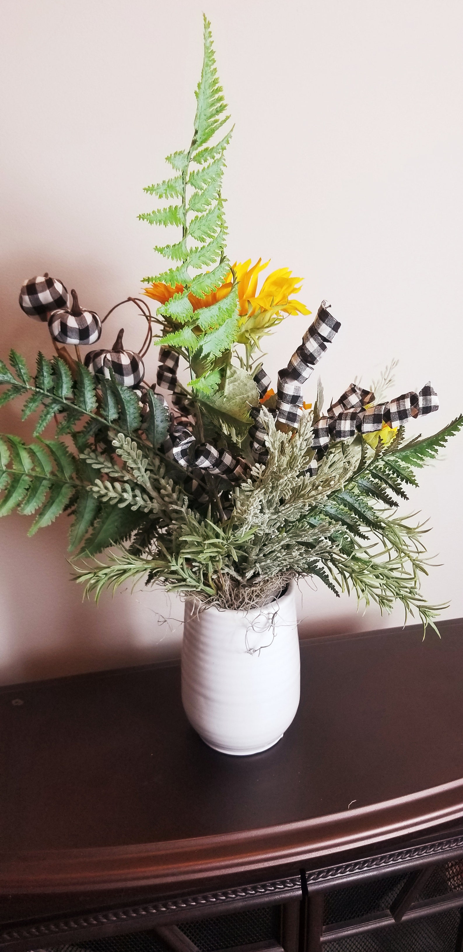 Buffalo Checked Sunflower Arrangement Gold Sunflower Fall - Etsy